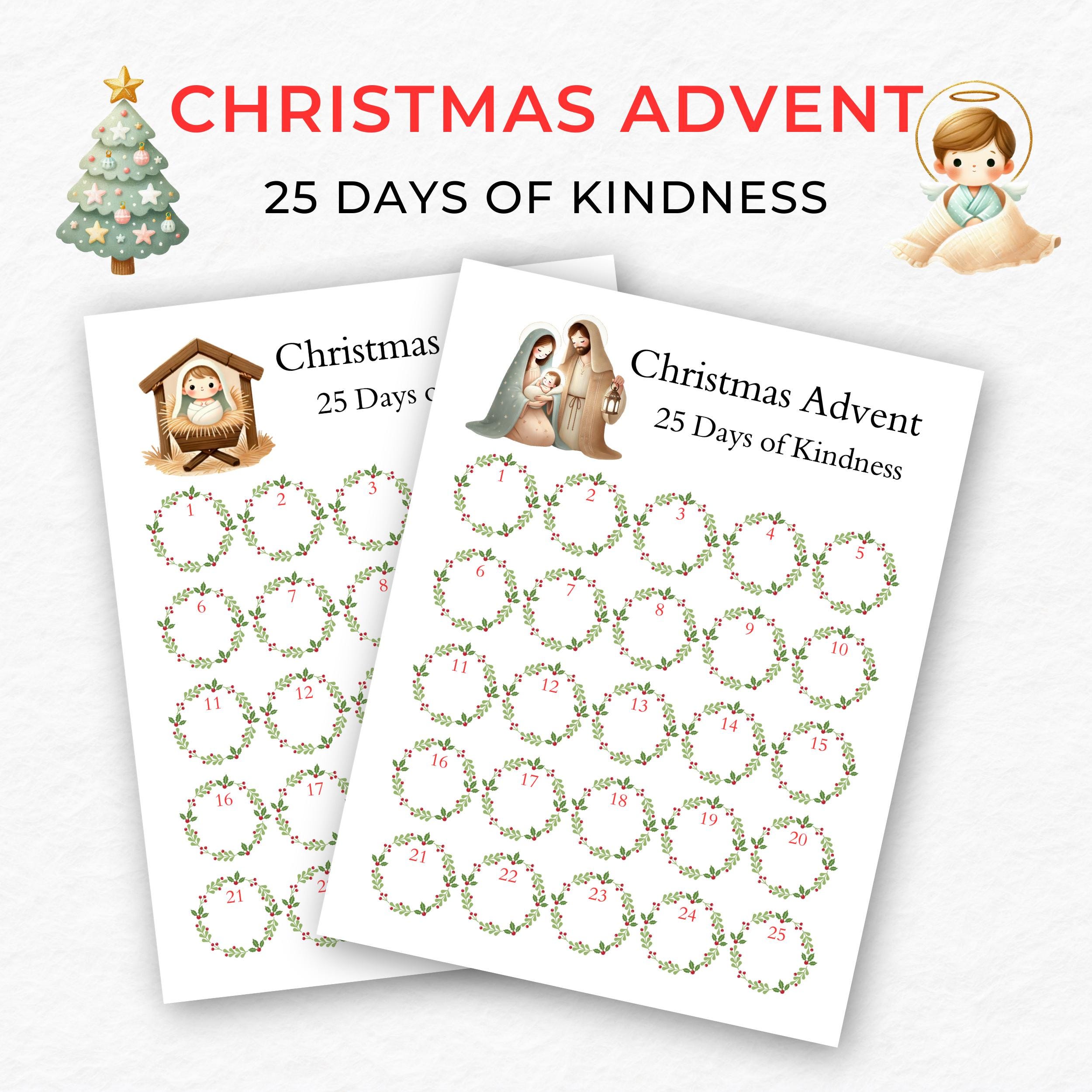 Advent Calendar, Acts of Kindness Advent Calendar for Kids, Printable ...