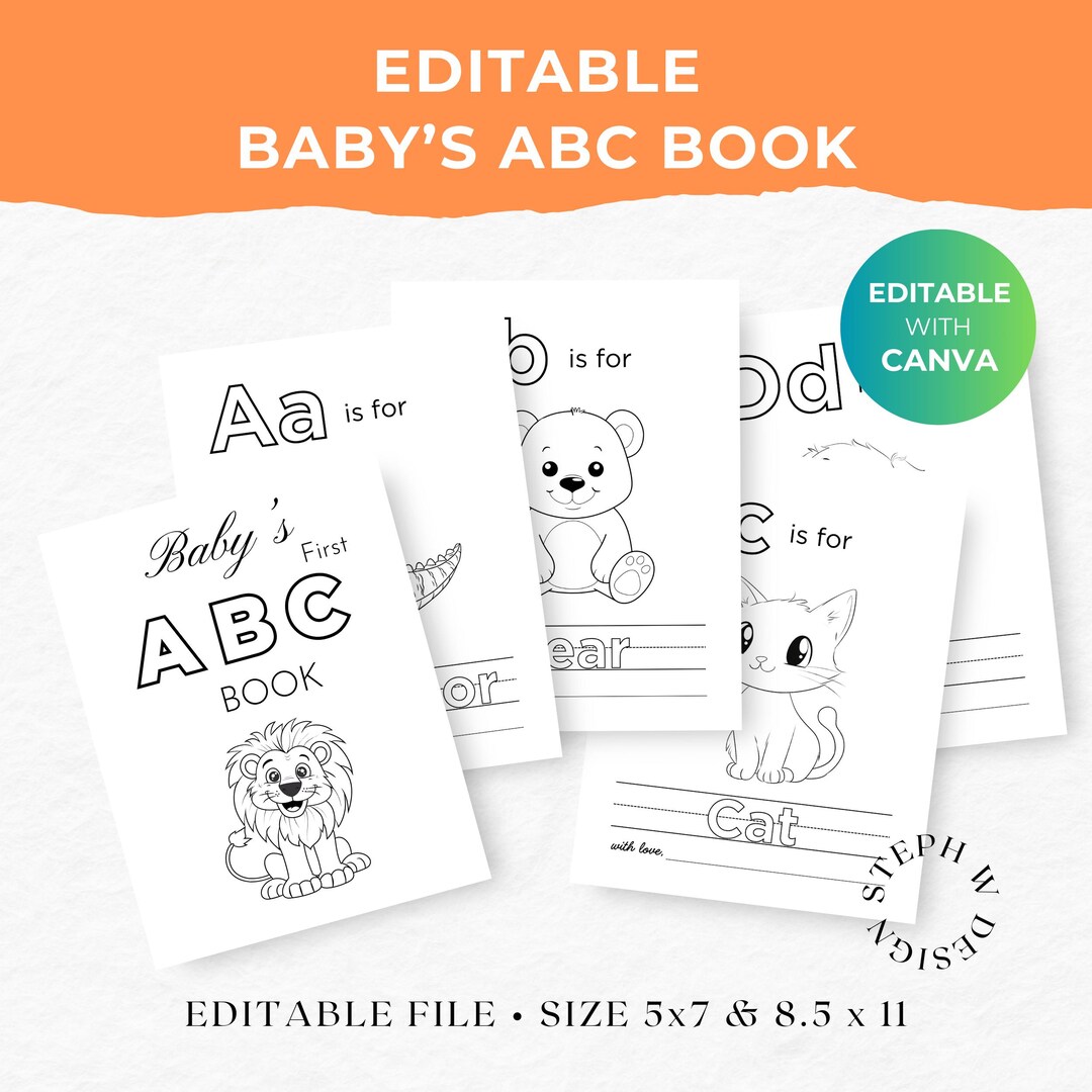 Editable Baby Shower ABC Book,first Alphabet Book,baby's First ABC Book ...