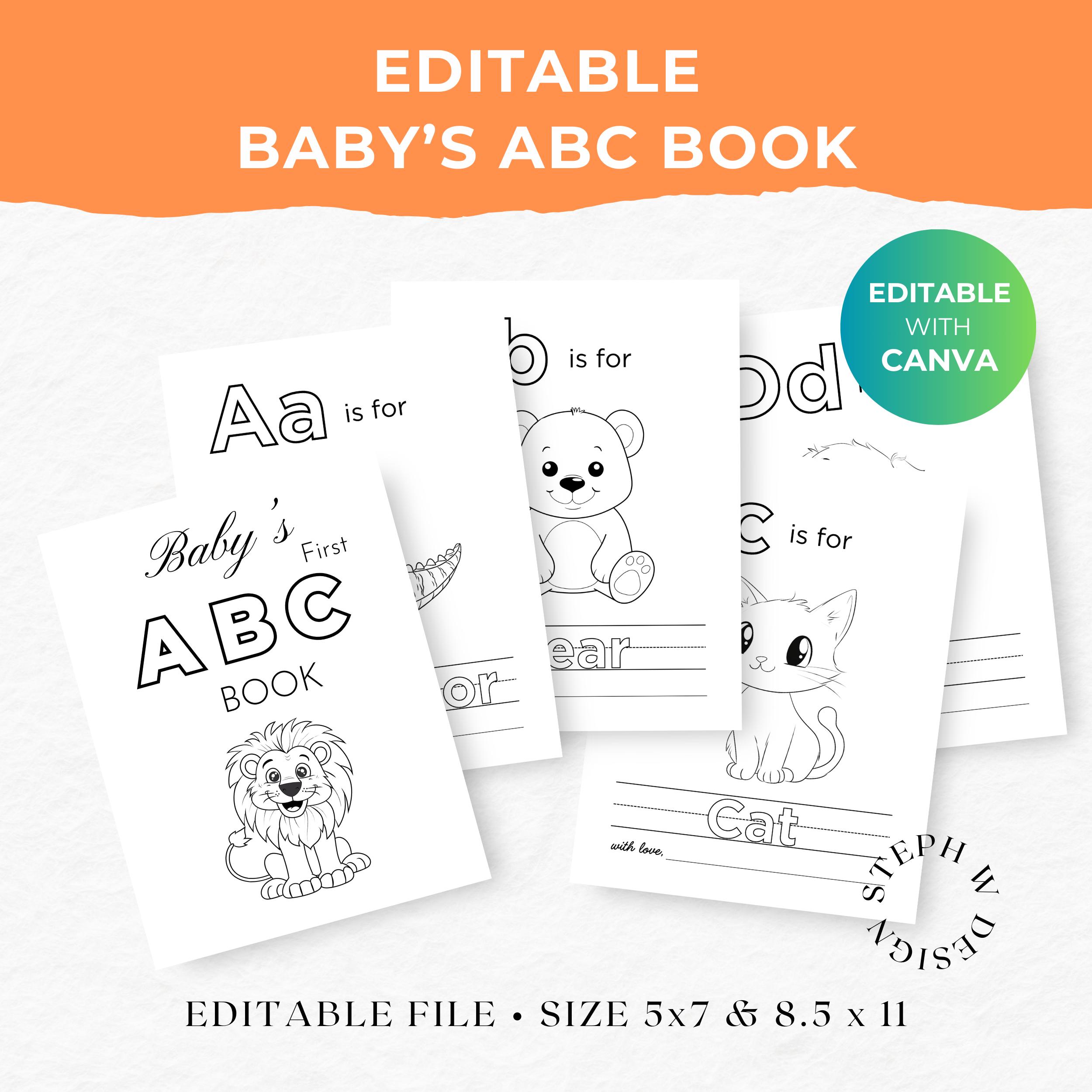 Editable Baby Shower ABC Book,first Alphabet Book,baby's First ABC Book ...