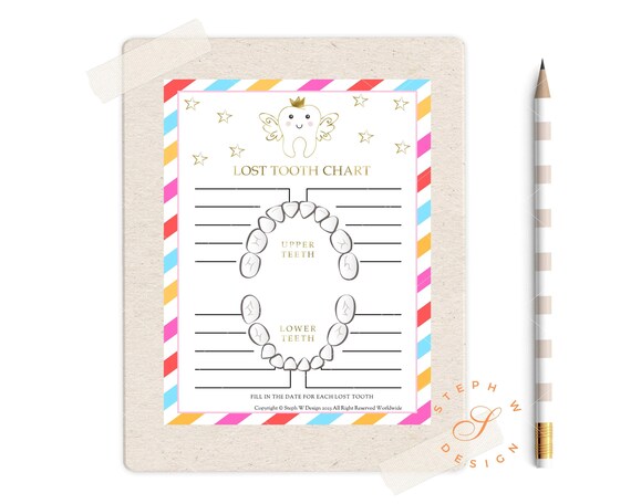 Tooth Fairy Lost Tooth Chart Printable Lost Tooth Chart Etsy