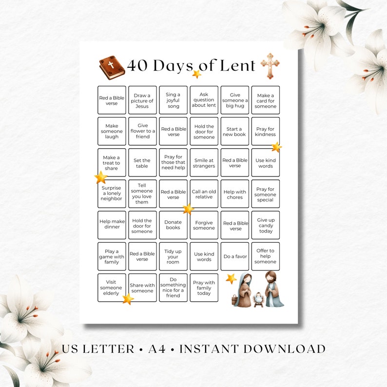 Kids Lent Calendar,lent Activities, 40 Days of Lent, Lenten Calendar ...