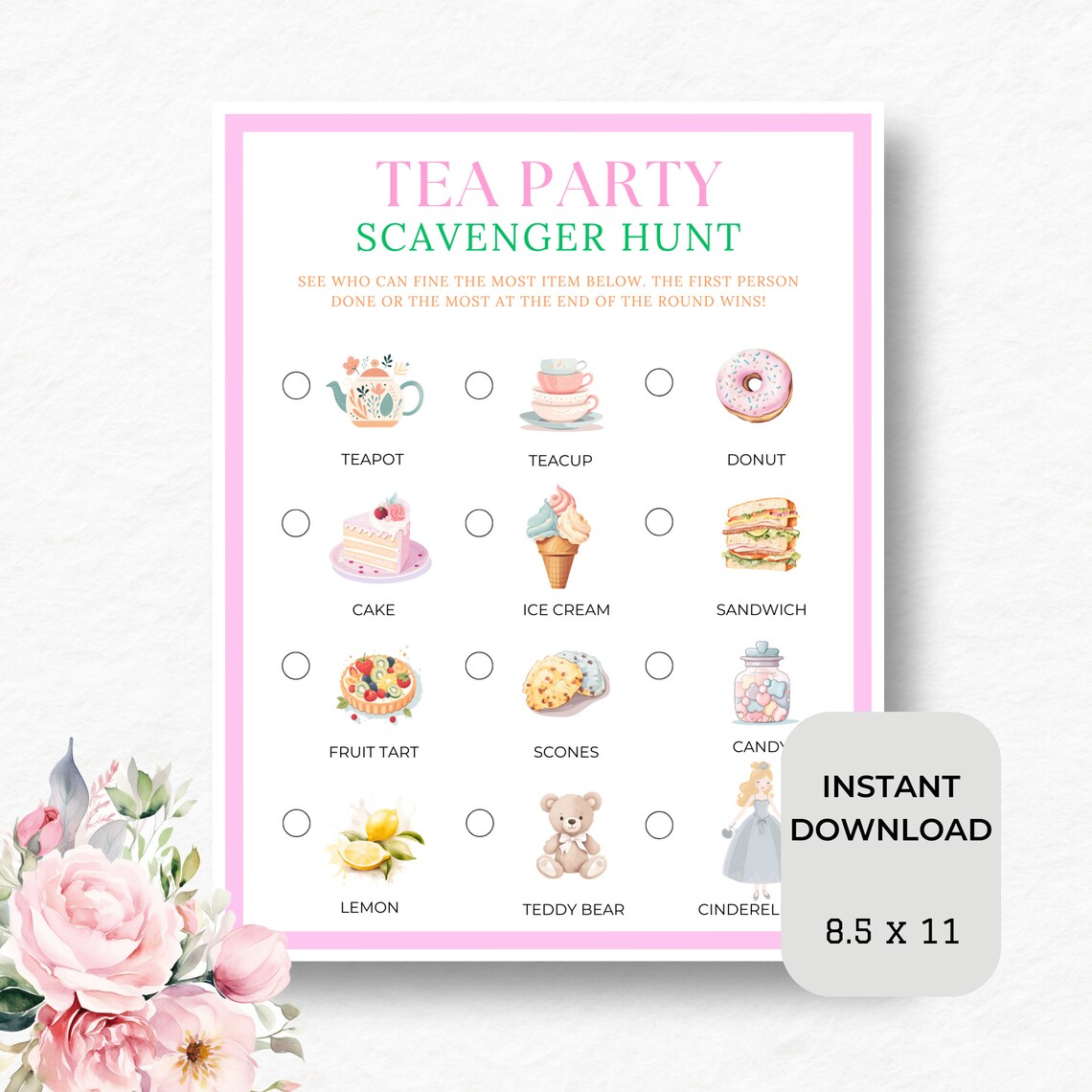 Tea Party Scavenger Hunt Printable, Tea Party Activity, Tea Party ...