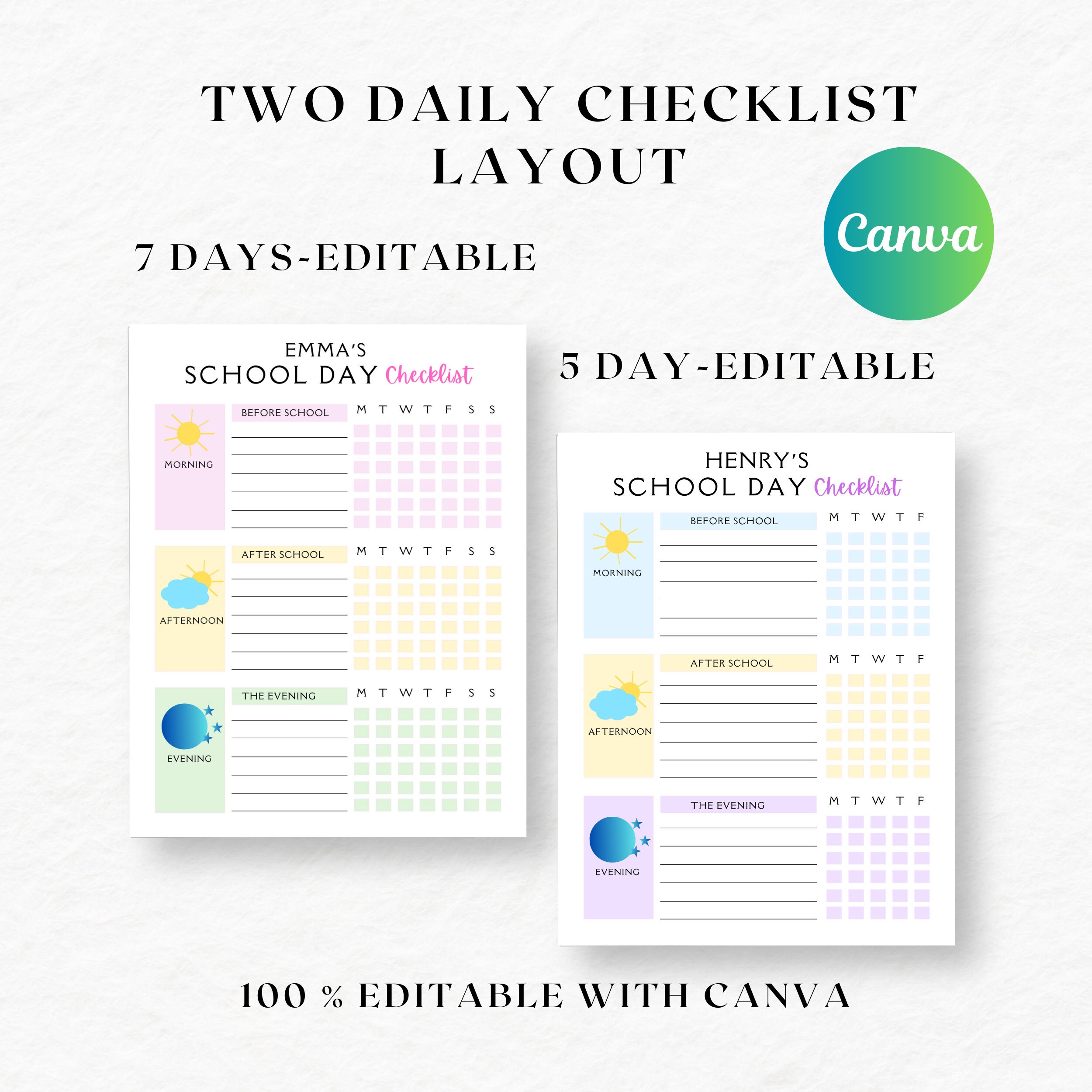 Editable Chore Chart for Kids,kids Daily Chore Chart, Kids Chore List ...