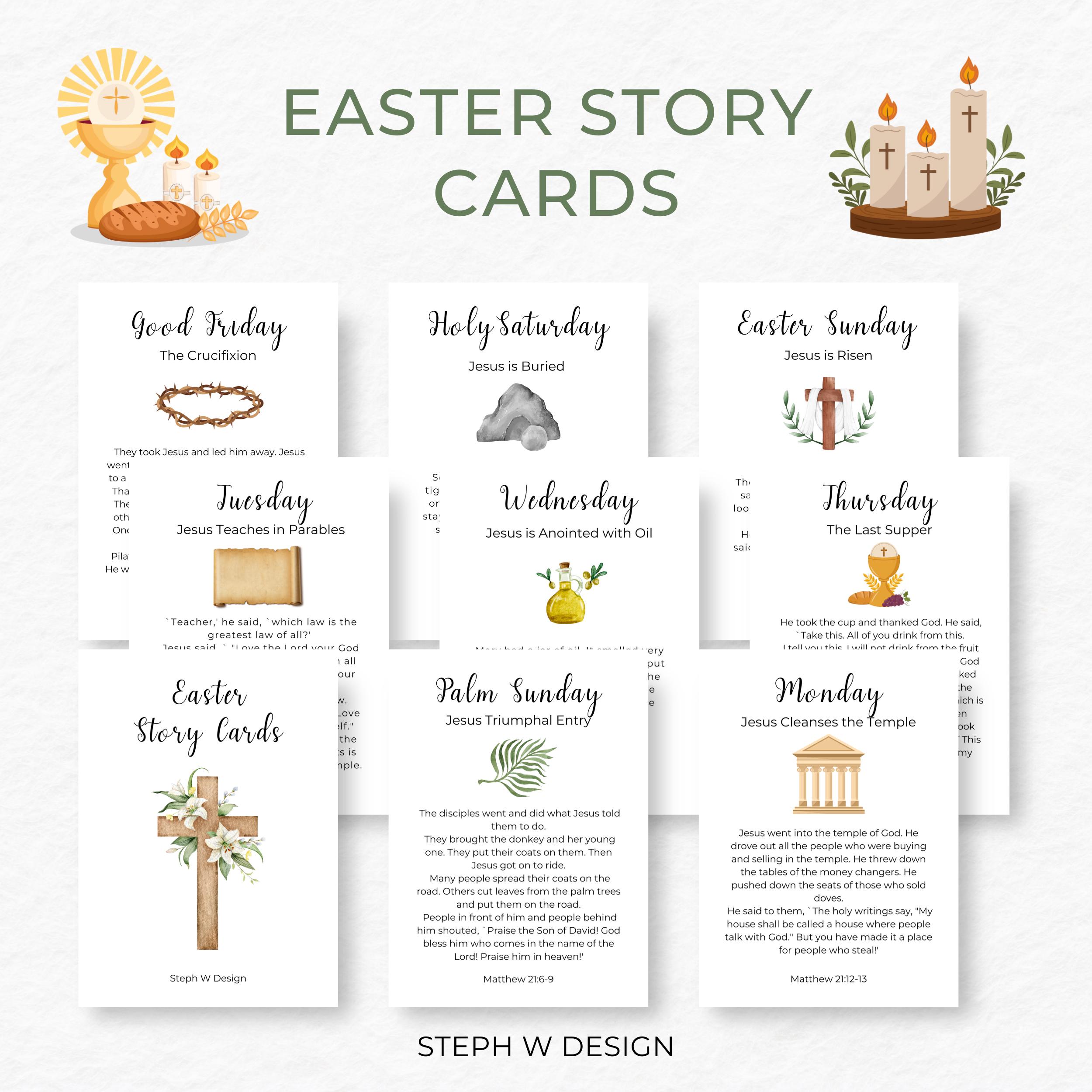 Holy Week Scripture Cards, Easter Story Cards, Christian Flashcards ...