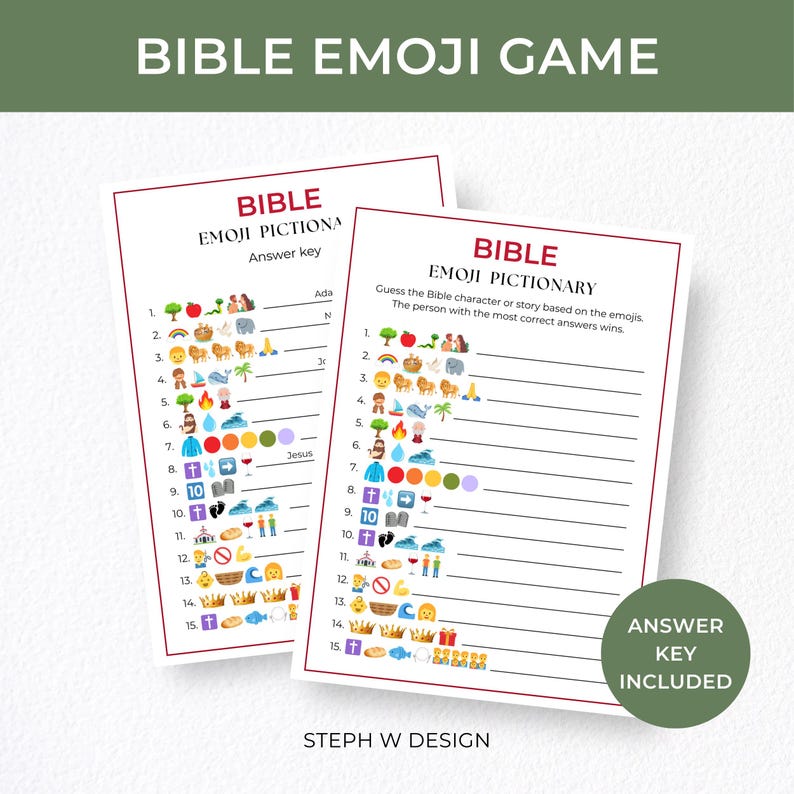 Bible Emoji Game, Printable Church Activity for Kids and Adults, Fun ...