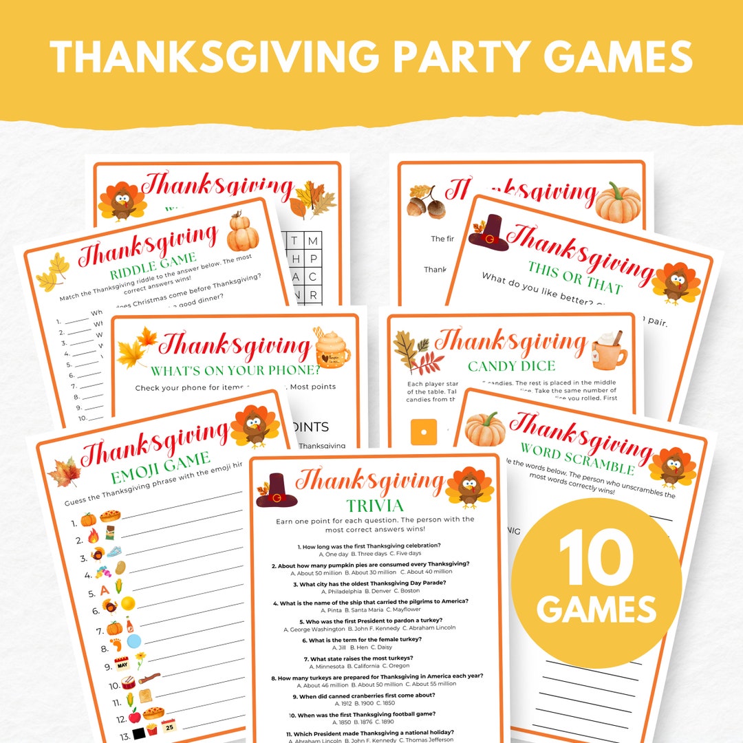 Thanksgiving Games Printable, Thanksgiving Trivia Game, Thanksgiving ...