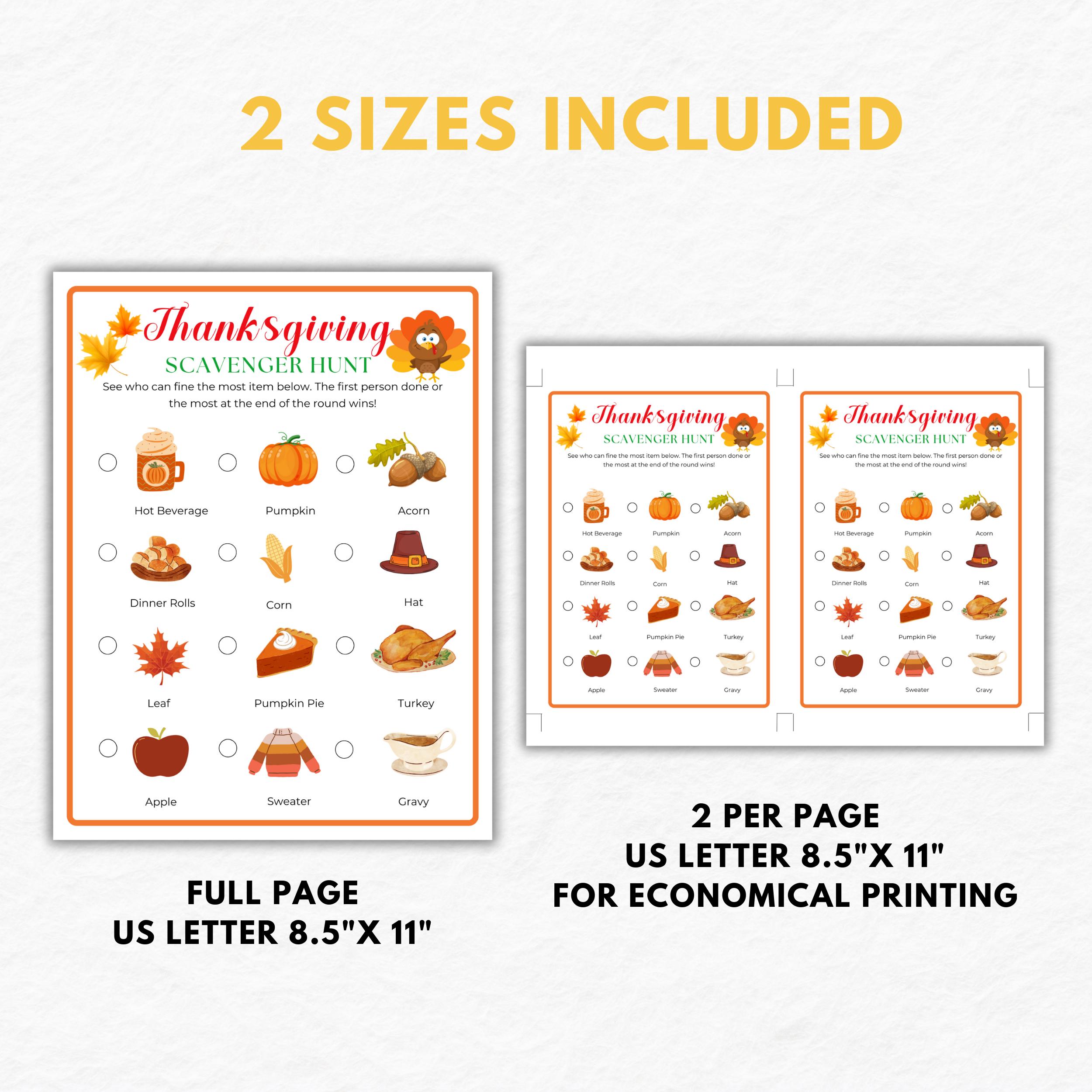 Thanksgiving Scavenger Hunt, Thanksgiving Printables, Fall Scavenger ...