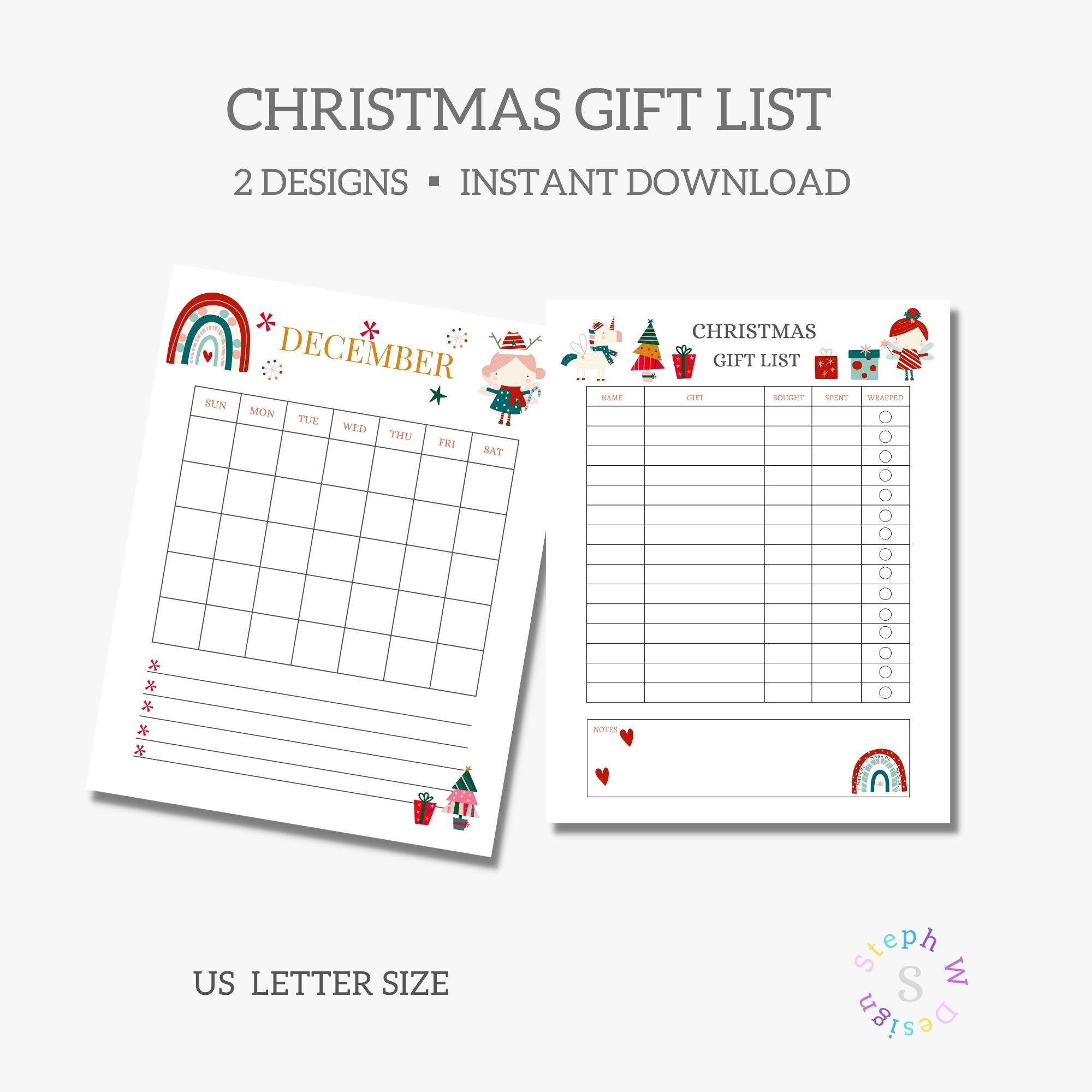 Christmas Gift Planner Printable, Holiday Planning, Christmas Gift ...
