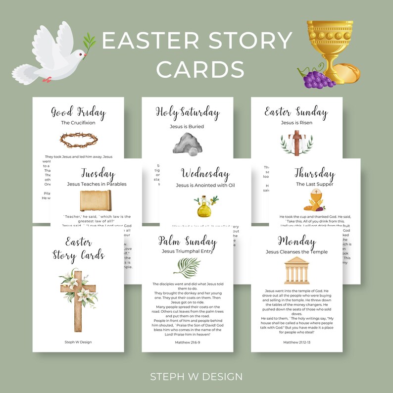Holy Week Scripture Cards, Easter Story Cards, Christian Flashcards ...