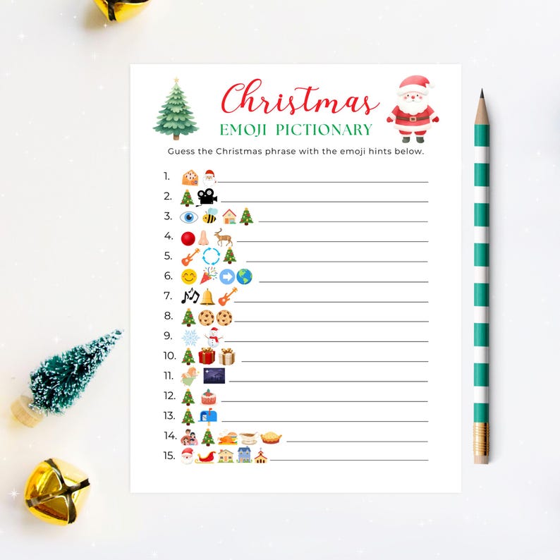 Christmas Emoji Pictionary Bundle, Kids & Adults, Christmas Songs ...