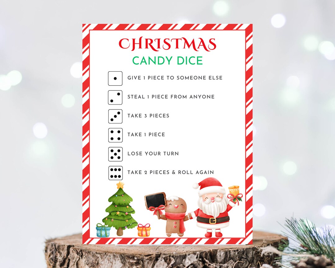 Printable Christmas Candy Dice, Christmas Printable Candy Game ...
