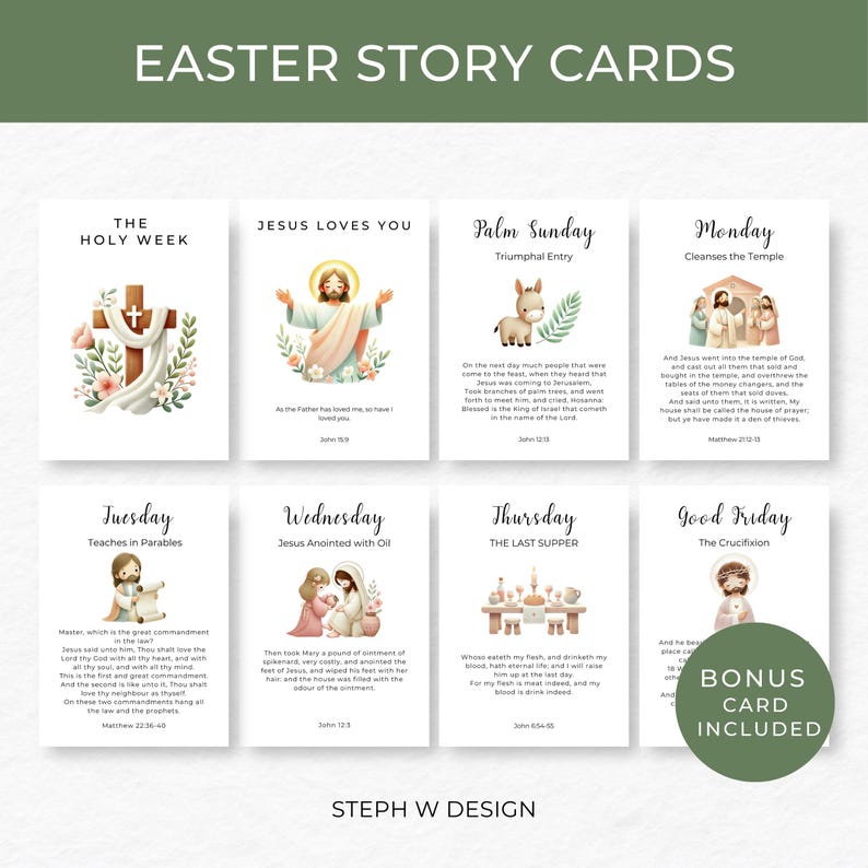 Easter Story Cards for Kids, Christian Easter Cards Pack, Advent ...