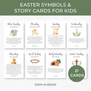 Easter Story Cards for Kids, Holy Week Study Cards, Easter Scripture ...