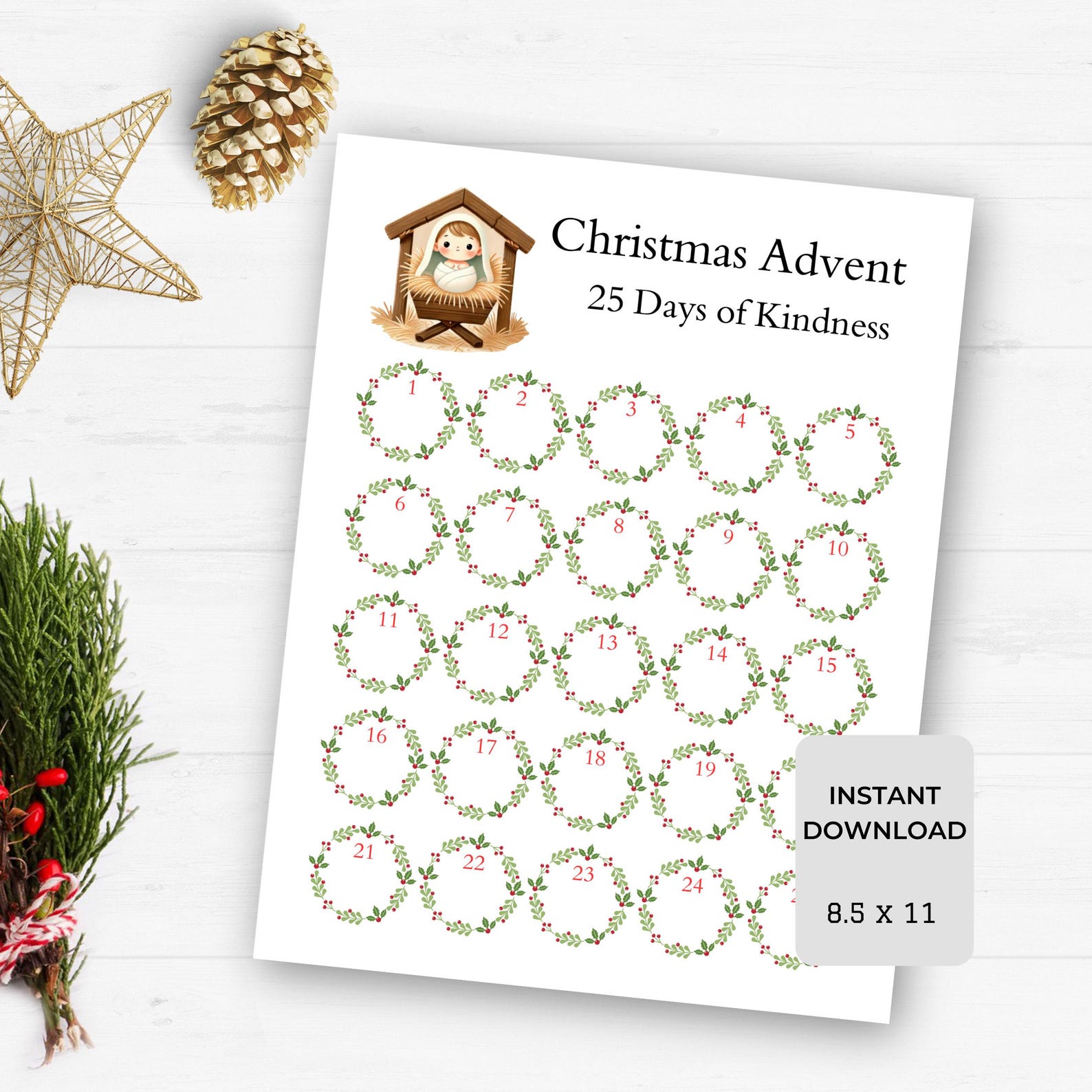 Advent Calendar, Acts of Kindness Advent Calendar for Kids, Printable ...