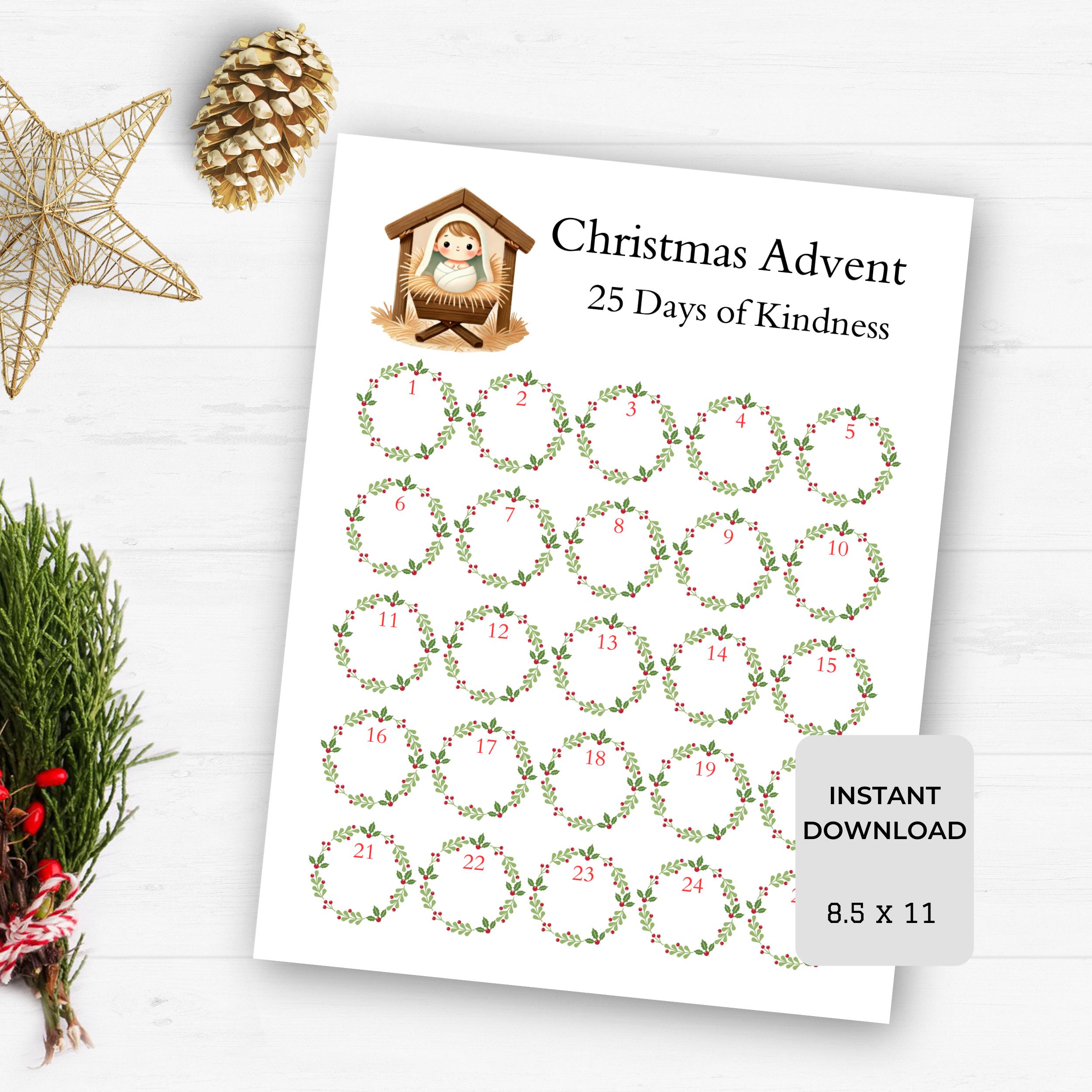 Advent Calendar, Acts of Kindness Advent Calendar for Kids, Printable ...
