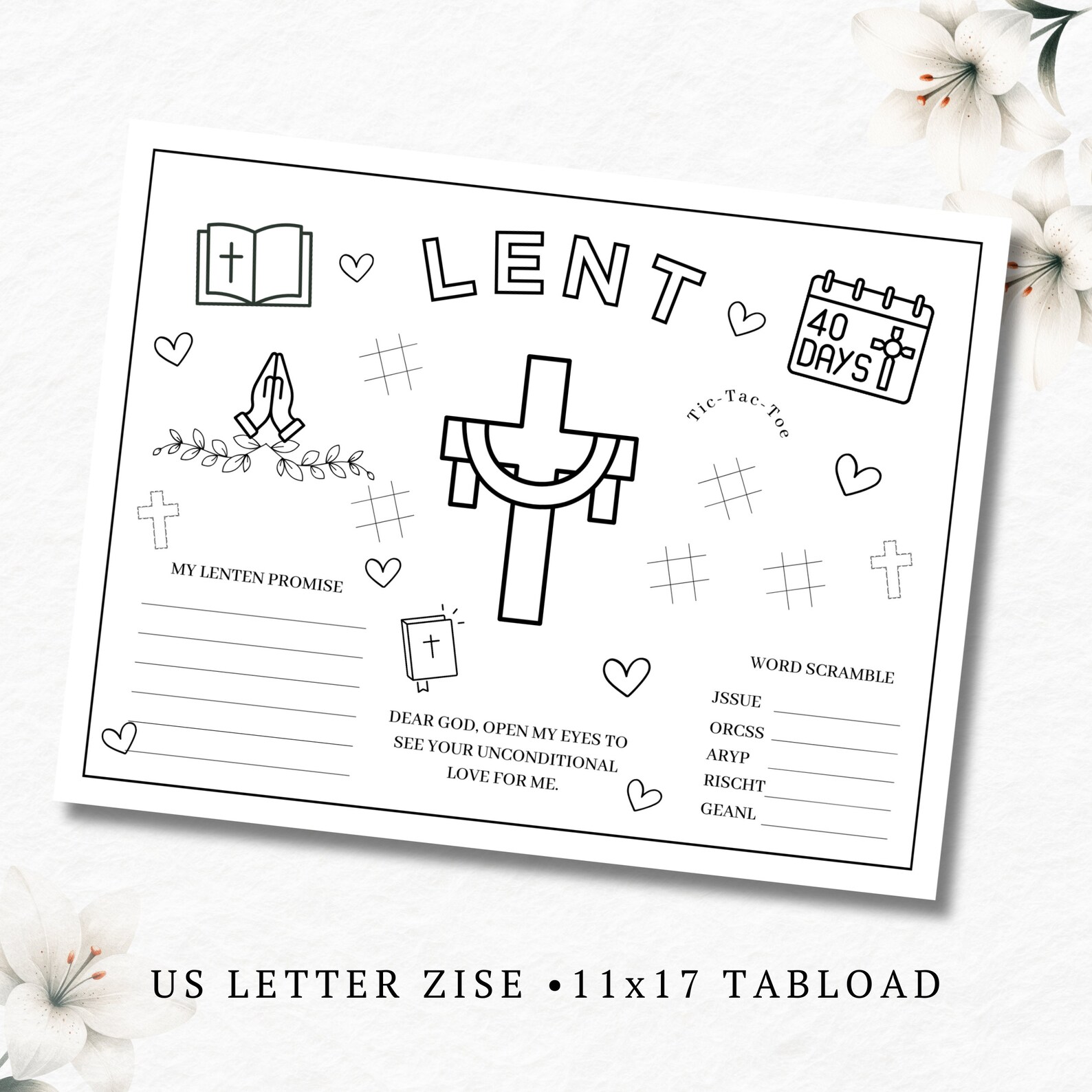 Lent Activity Coloring Placemat,activity Placemat, Sunday School Lesson ...