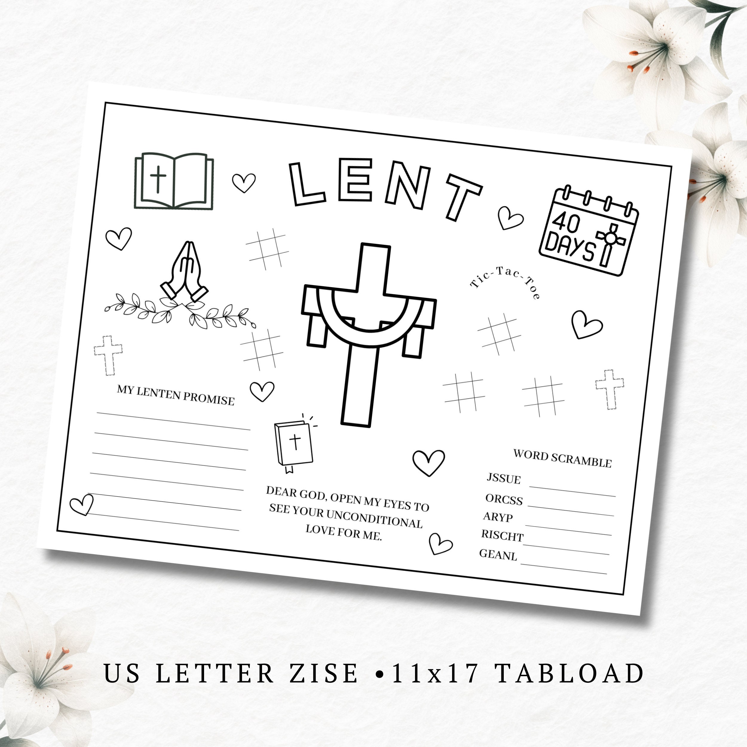 Lent Activity Coloring Placemat,activity Placemat, Sunday School Lesson ...