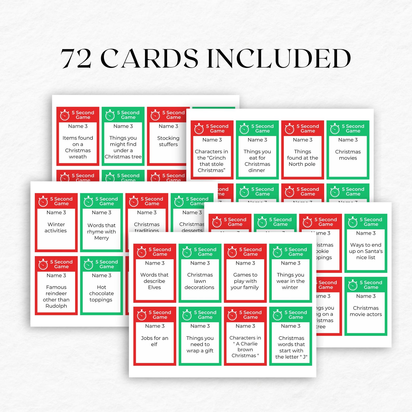 Christmas 5-second Game | Printable Christmas Game | Family Party Game ...
