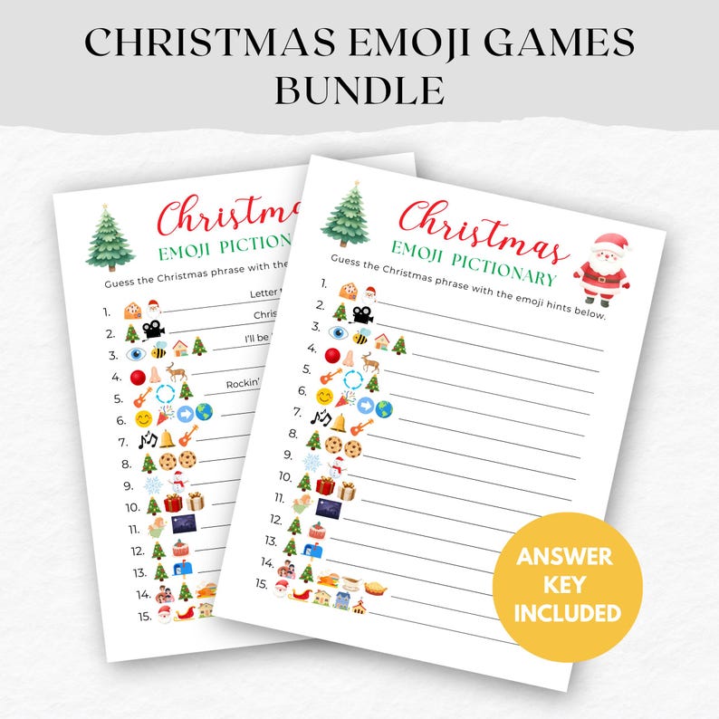 Christmas Emoji Pictionary Bundle, Kids & Adults, Christmas Songs ...