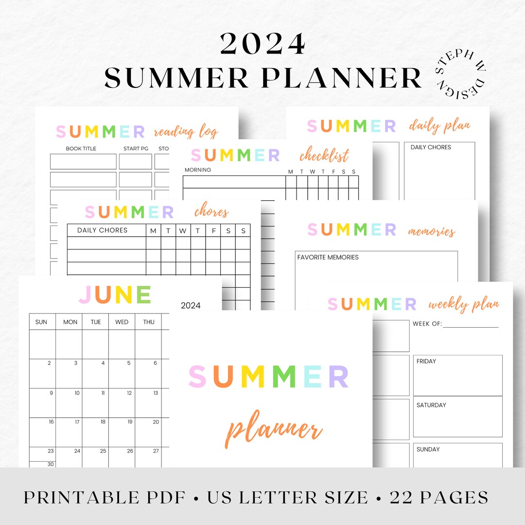 Summer Calendar 2024, Kid Summer Schedule, Summer Checklist, Summer ...