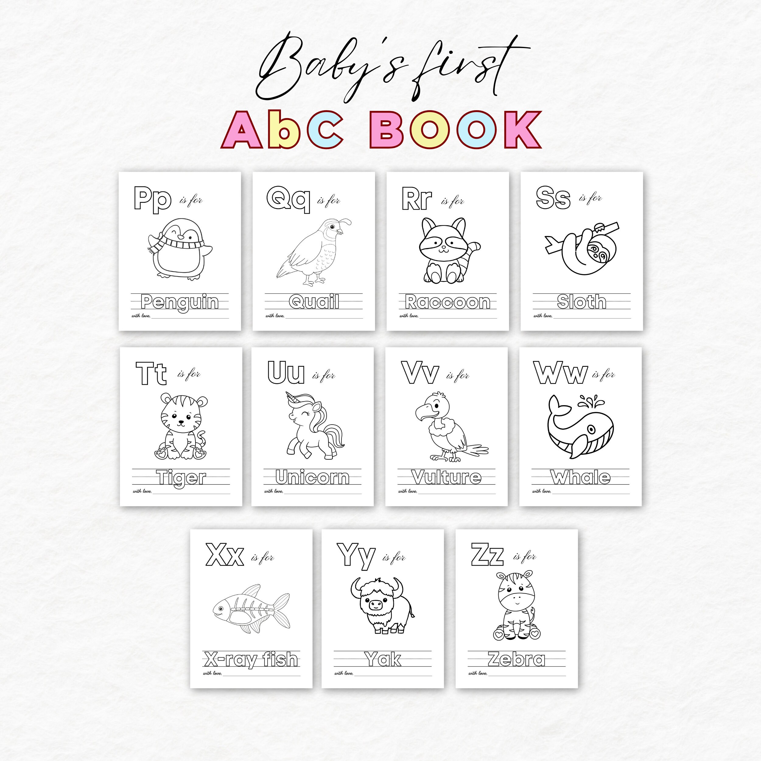 Baby Shower Abc Book Baby Shower Game Baby Alphabet Book Printable ...
