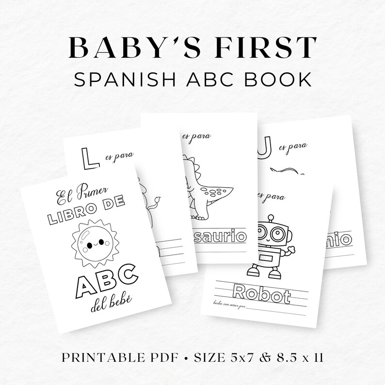 Spanish Baby Shower Abc Book, Baby Shower Game,baby Alphabet Book ...