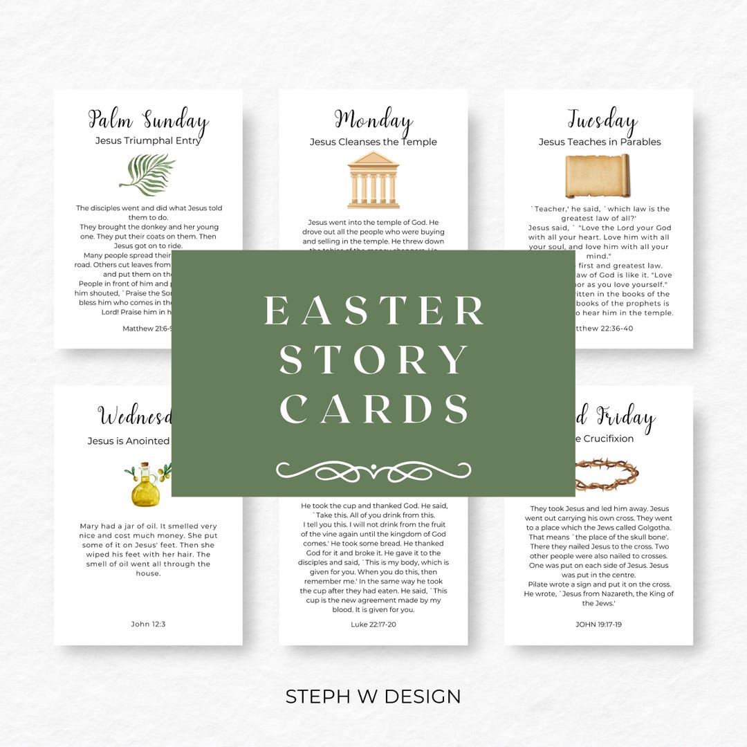 Holy Week Scripture Cards, Easter Story Cards, Christian Flashcards ...