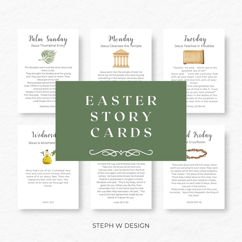 Holy Week Scripture Cards, Easter Story Cards, Christian Flashcards ...