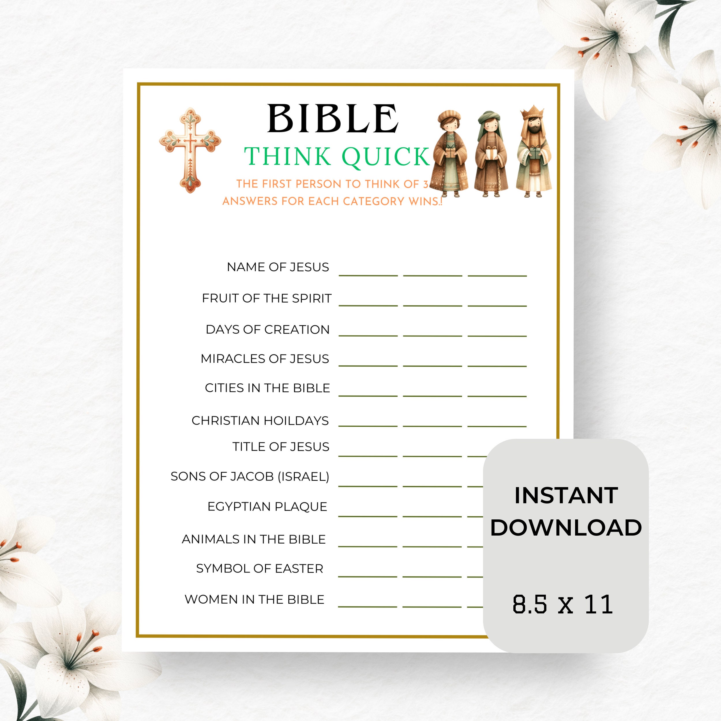 Christmas Bible Games, Bible Think Quick Game, Printable Christmas ...