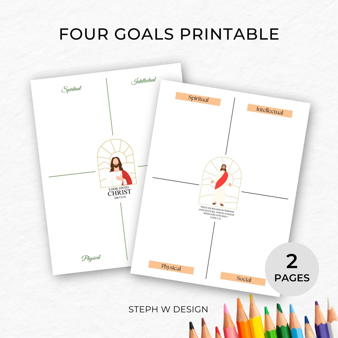 Four Goals Printable, Youth Goal Sheets, Digital Download, Goal Setting ...
