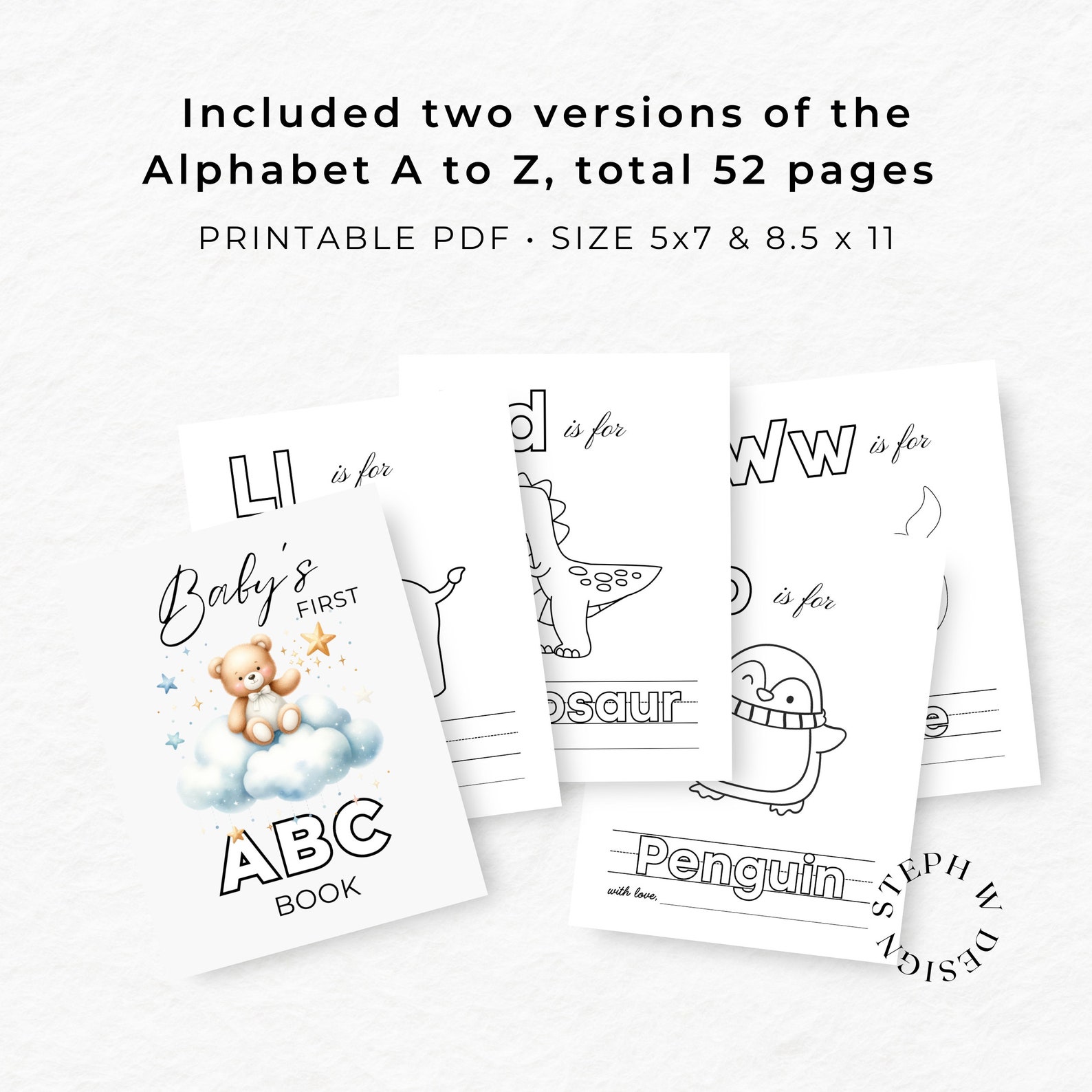52 Pages Baby Shower Abc Book, Baby Shower Game,baby Alphabet Book ...