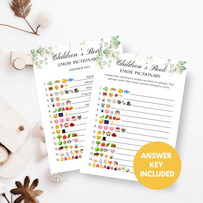 Children's Book Emoji Pictionary | Baby Shower Emoji Game | Baby Book ...