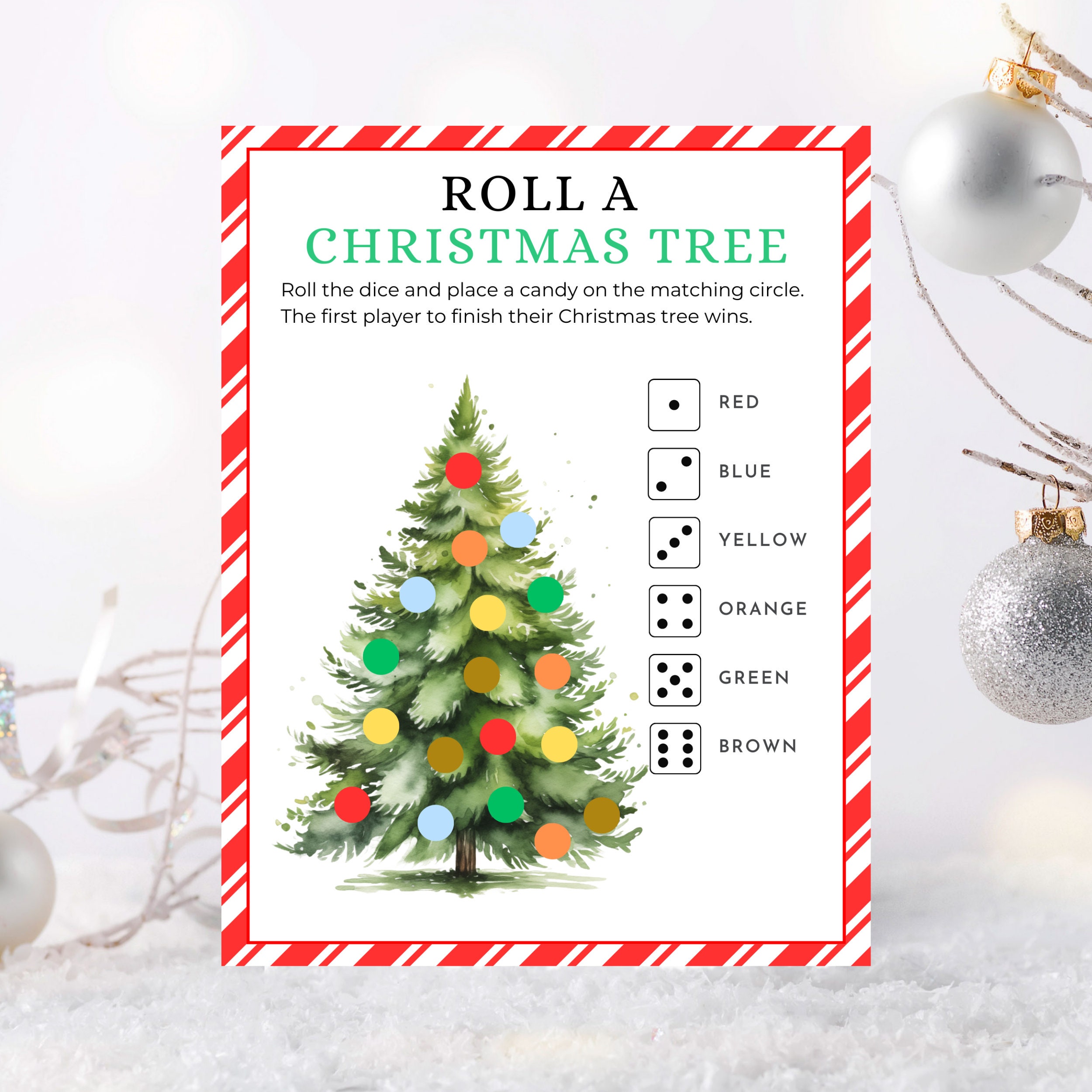 Roll A Tree Dice Game, Printable Christmas Game, Christmas Kids ...