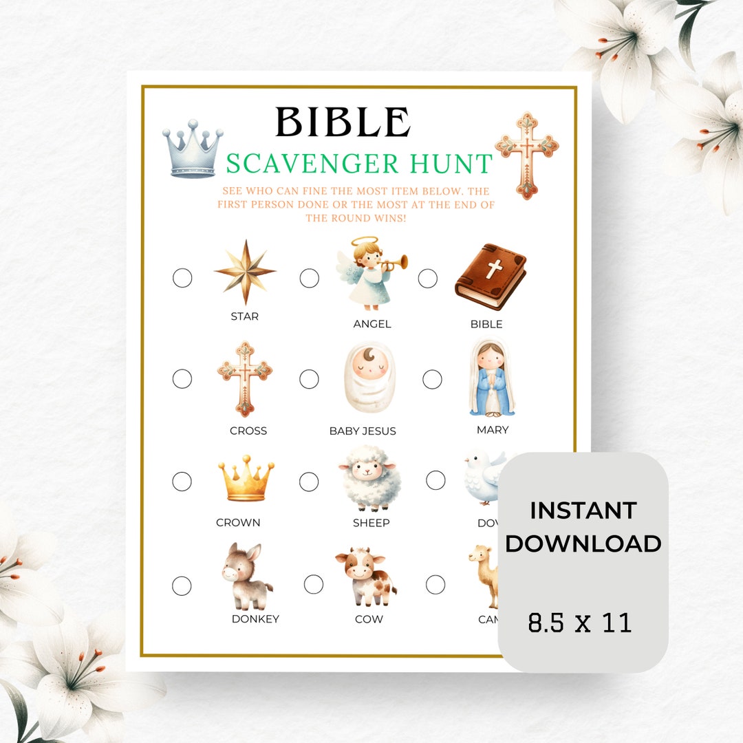 Christmas Bible Games, Bible Scavenger Hunt, Bible Match Game, Church ...