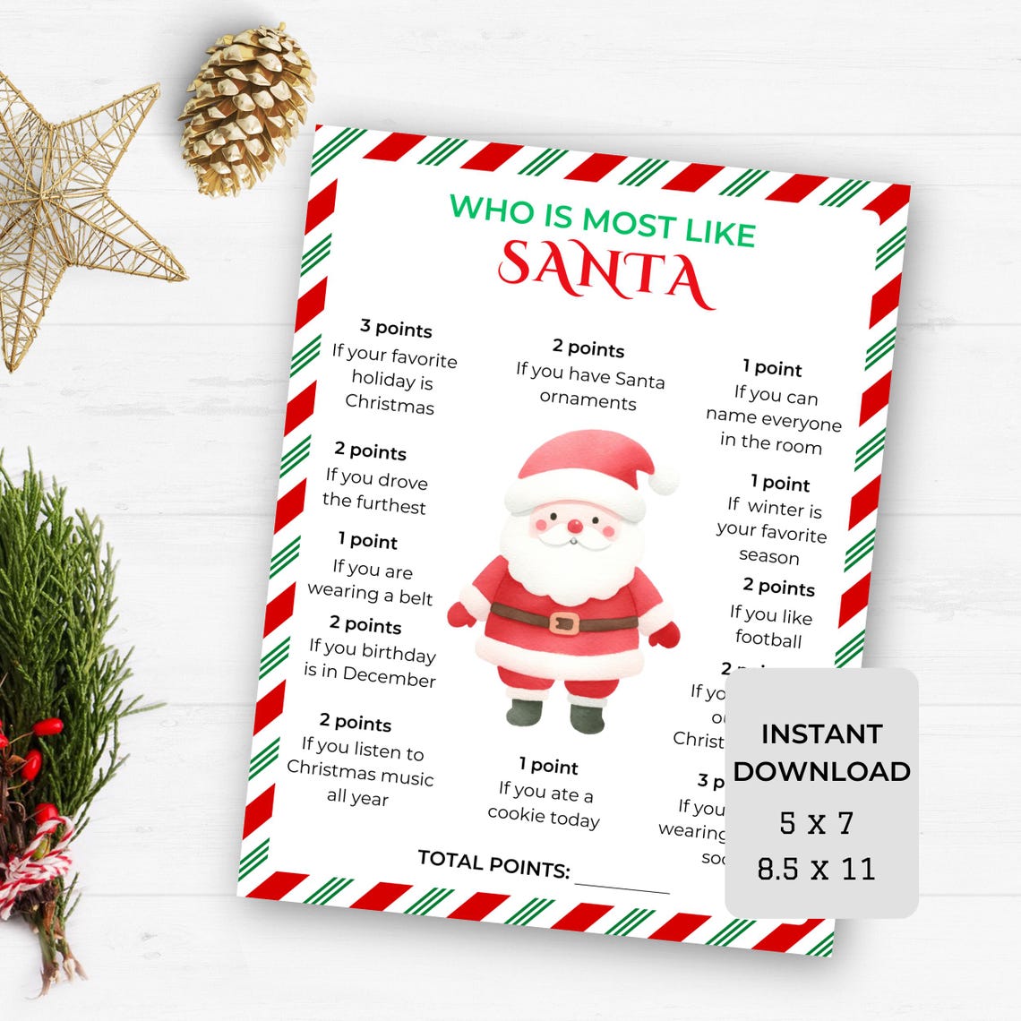 Christmas Who is Most Like Santa Game,printable Holiday Activity for ...