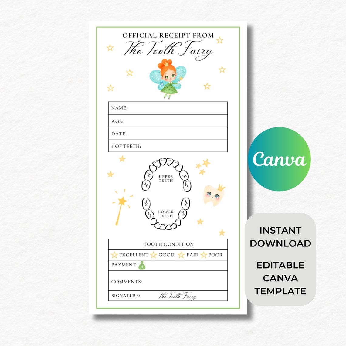Editable Tooth Fairy Letter, Tooth Fairy Receipt, Printable Tooth Fairy ...