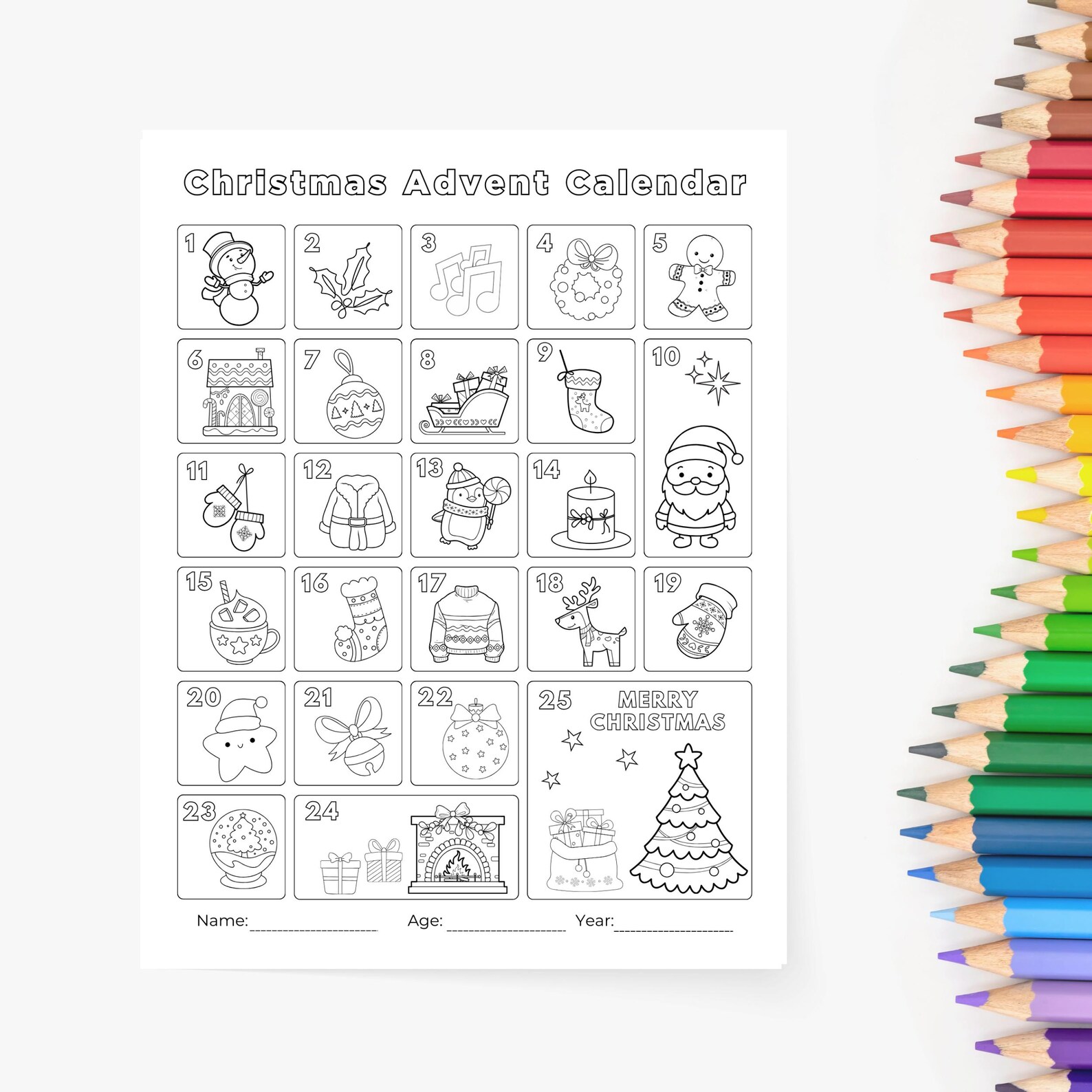 Christmas Countdown,christmas Activity, Christmas Coloring, Advent ...