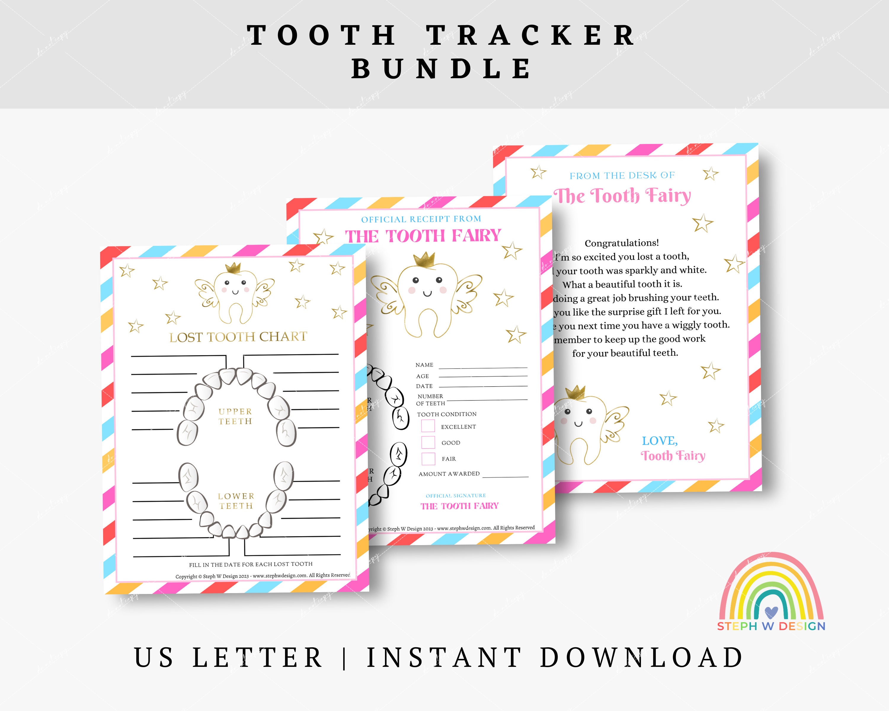Tooth Tracker Bundle Printable, Baby Tooth Chart, Tooth Fairy Chart ...
