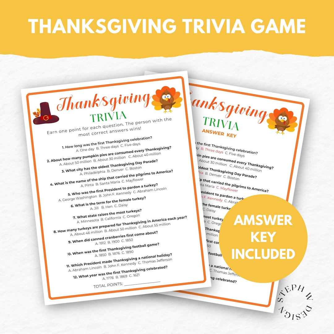 Thanksgiving Trivia Game, Thanksgiving Printables, Thanksgiving Party ...