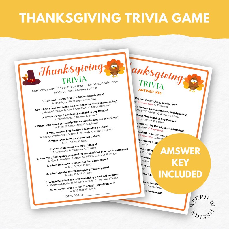 Thanksgiving Trivia Game, Thanksgiving Printables, Thanksgiving Party ...
