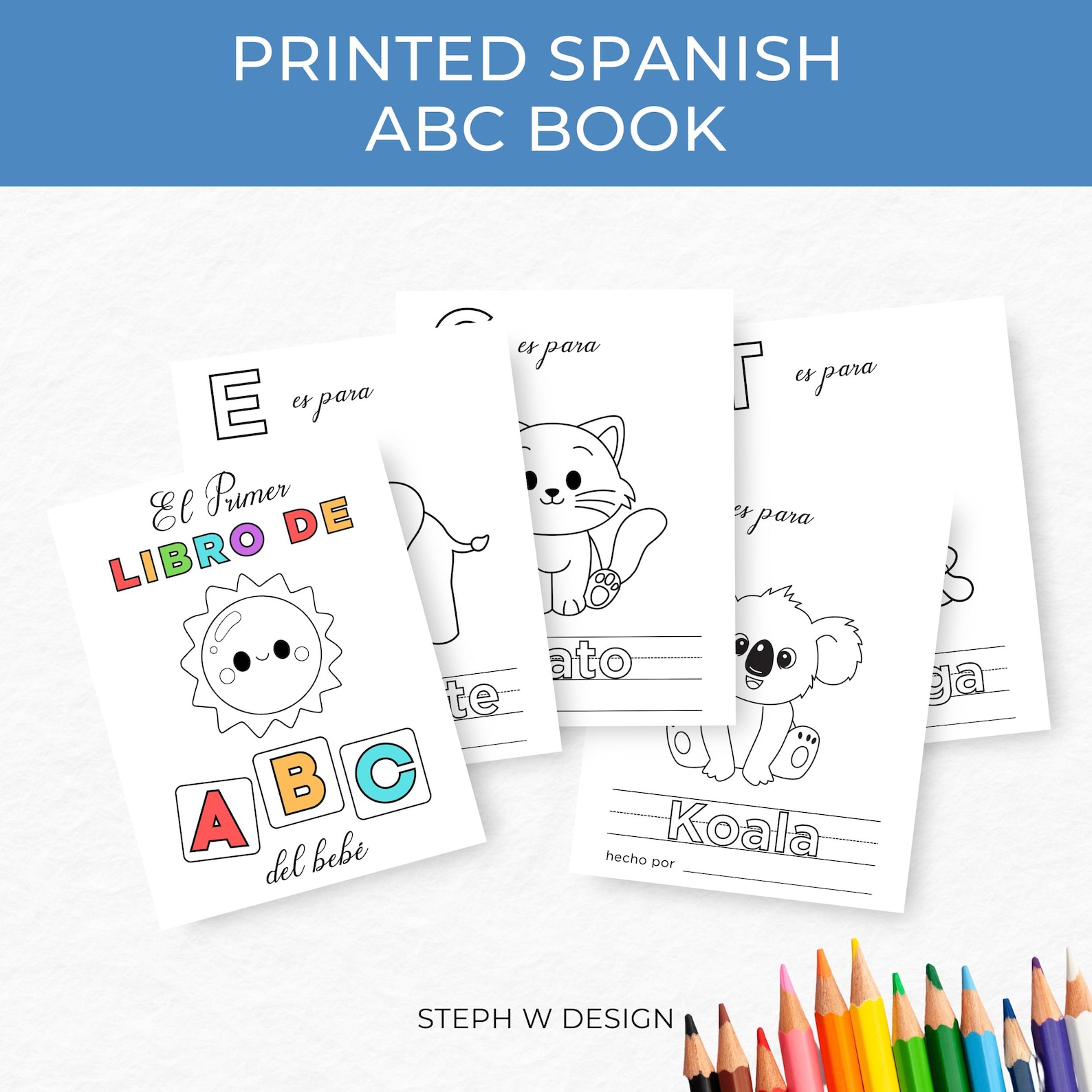 Printed 5x7 Spanish ABC Book, Baby's First ABC Book,baby Alphabet Book ...