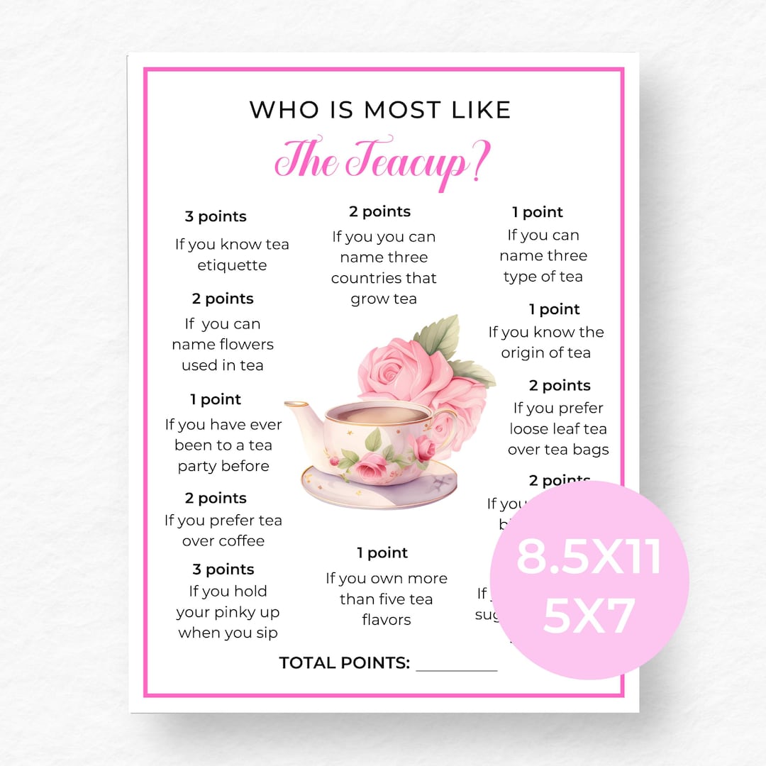 Who is Most Like the Teacup, Fun Tea Party Games for Ladies, Bridal ...
