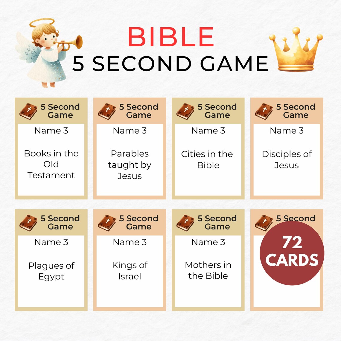 Bible Five Second Game, Bible Memory Matching Game Printable, Fun Bible ...