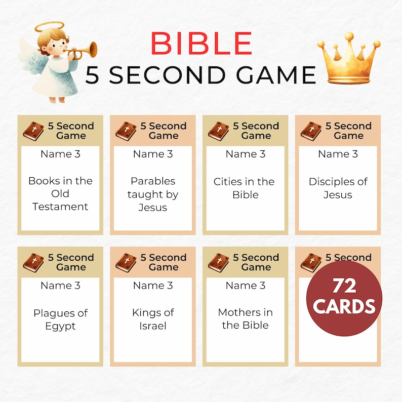 Bible Five Second Game, Bible Memory Matching Game Printable, Fun Bible ...