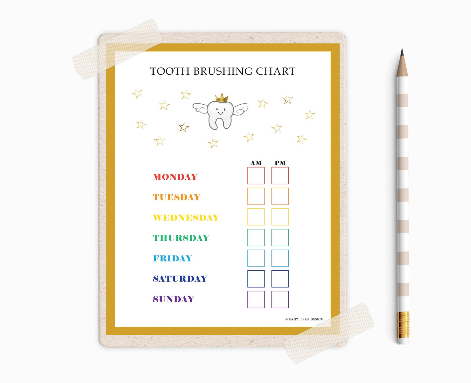 Printable Tooth Brushing Chart 8x10, Teeth Brushing Chart, Toddler ...