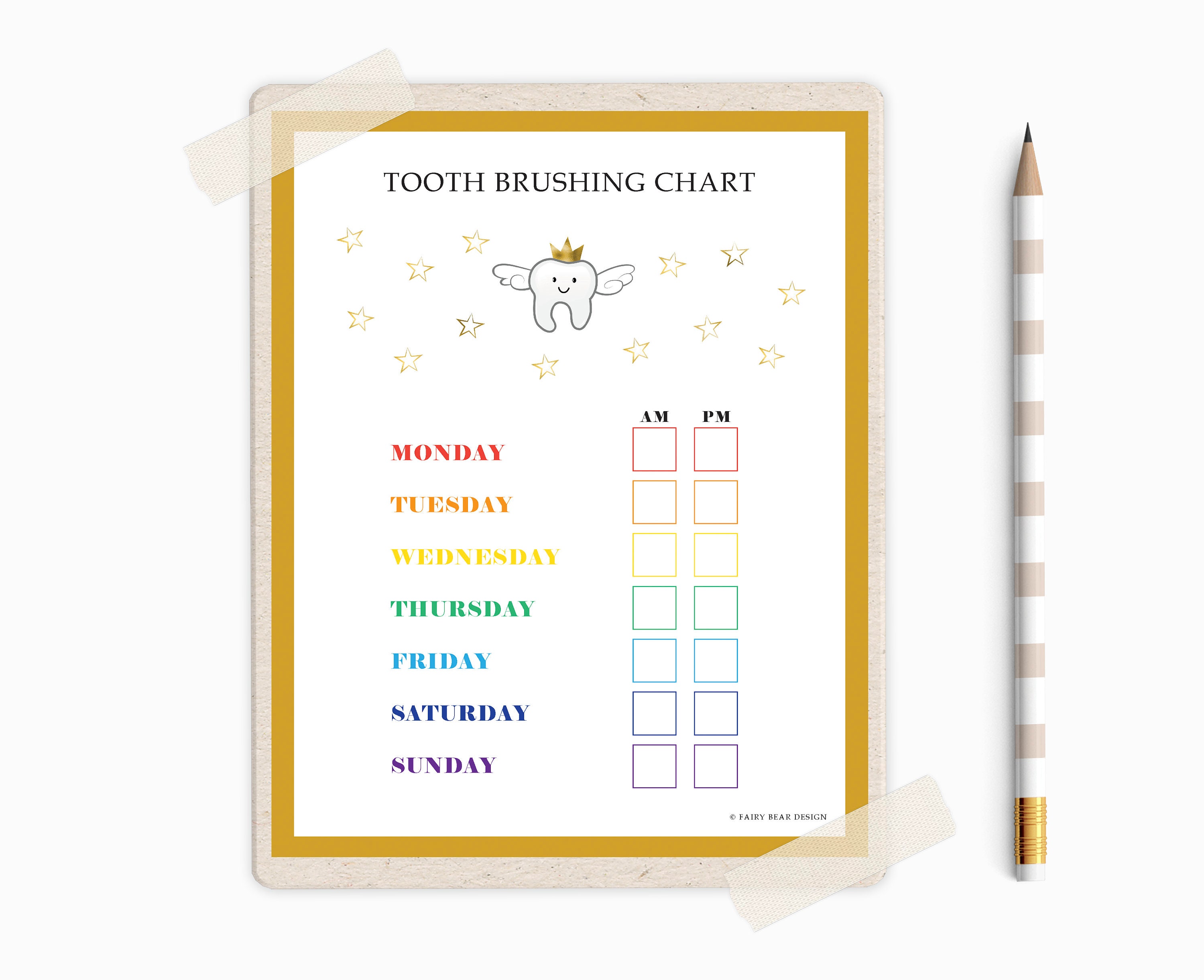 Printable Tooth Brushing Chart 8x10, Teeth Brushing Chart, Toddler ...