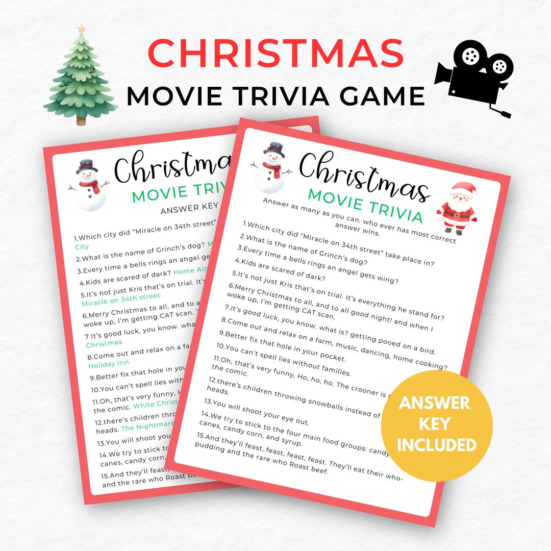 Christmas Trivia Printable Game | Christmas Party Game | Family Trivia ...