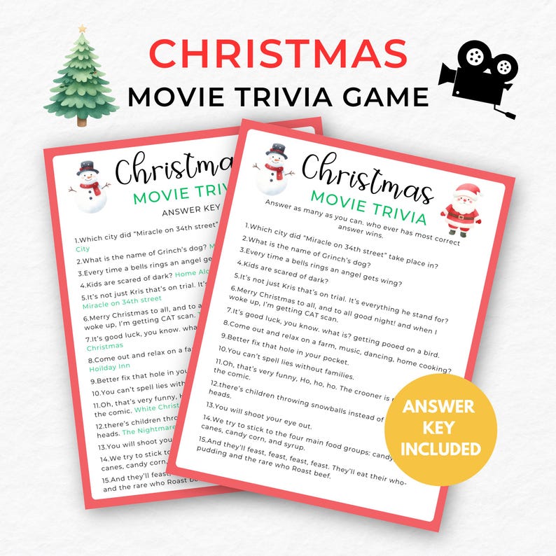 Christmas Trivia Printable Game | Christmas Party Game | Family Trivia ...