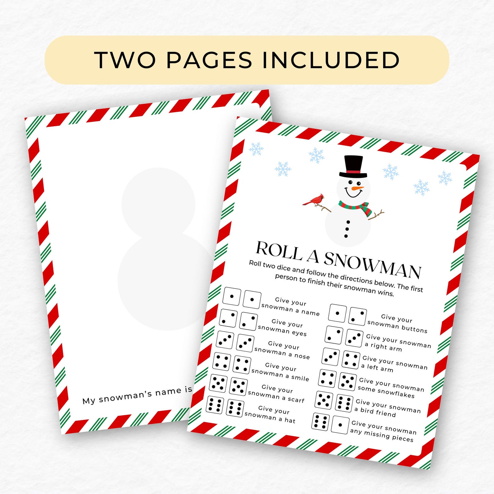 Roll A Snowman Game | Printable Christmas Game for Kids | Build A ...