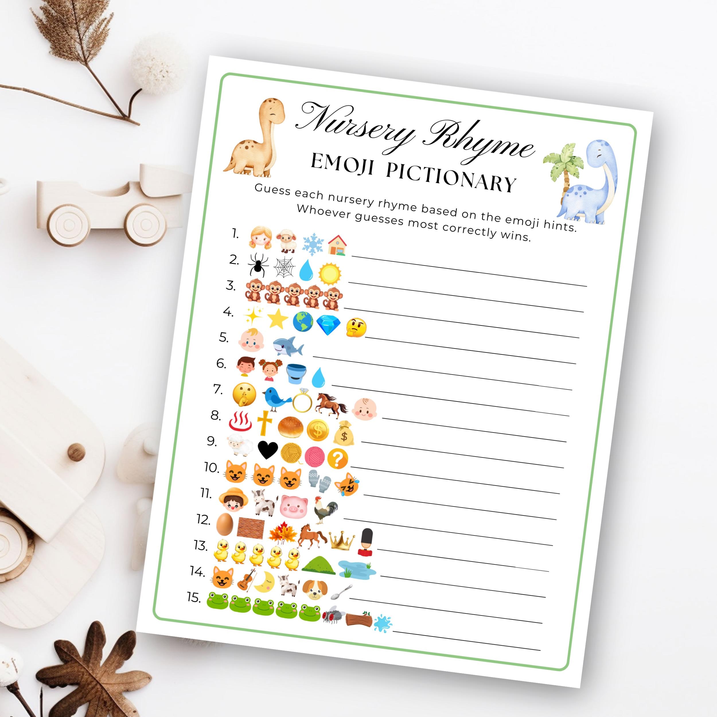 Nursery Rhyme Shower Game Answer 20 Sheets Nursery Rhyme Baby Shower